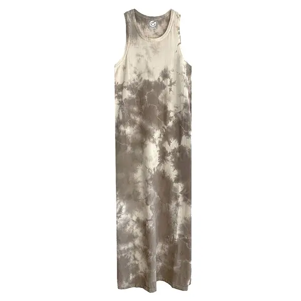 ZENZEE Cotton Cashmere Tie Dye Maxi Dress Mocha 'storm - Brown