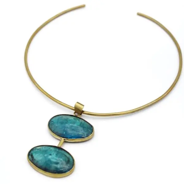 LALA SALAMA Glass Drop Choker Turquoise - Blue