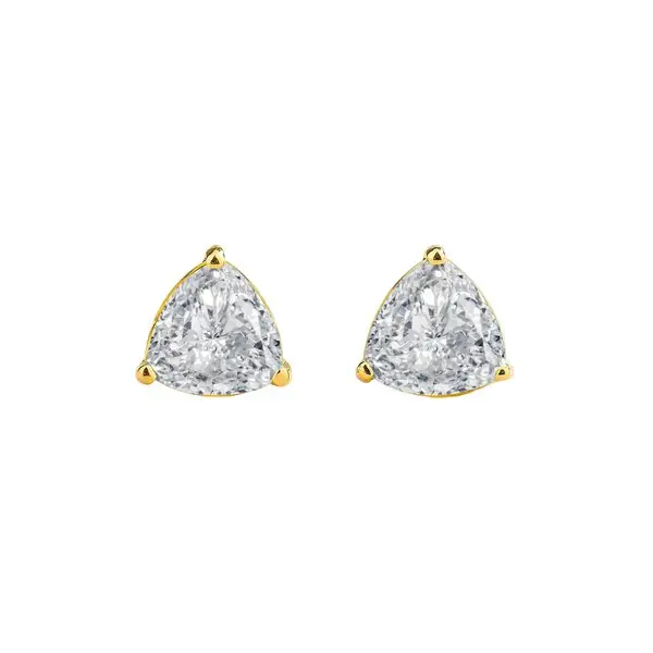 JUVETTI  White / Silver Trillion Diamond Solitaire Stud Earrings In Gold - White/silver