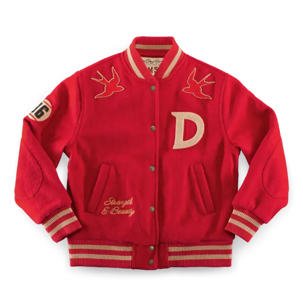 &SONS TRADING CO Damsons Nancy Baseball Jacket Vintage - Red
