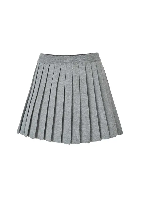 SALANIDA Piccolo Pleated 100% Merino Mini Skirt Light - Grey