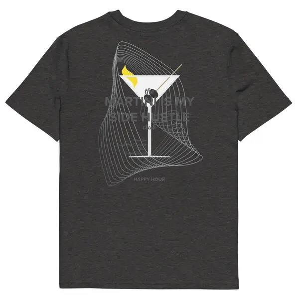 ANCHOR & CREW Heather Martini Is My Side Hustle Club Organic Cotton T-shirt - Black