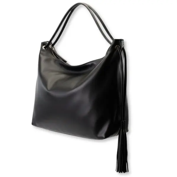 JUAN-JO Extra Large Slouchy Sling Bag. Leather - Black