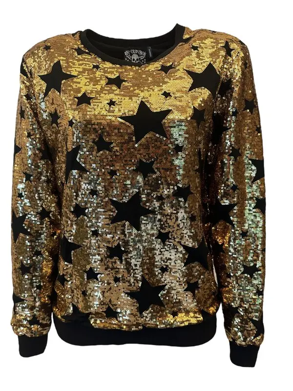 ANY OLD IRON Ie Sequin Sweatshirt - Gold