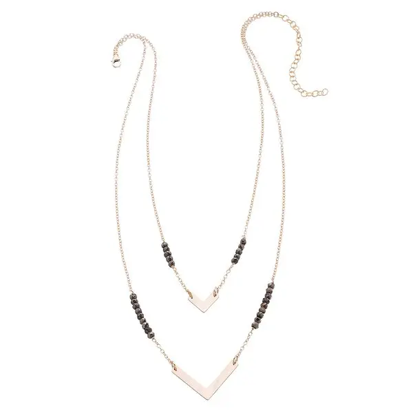 HEATHER HAWKINS Double Chevron Necklace Pyrite Filled - Gold