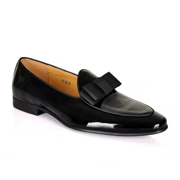 DAVID WEJ Bradford Patent Belgian Bowtie Loafers - Black
