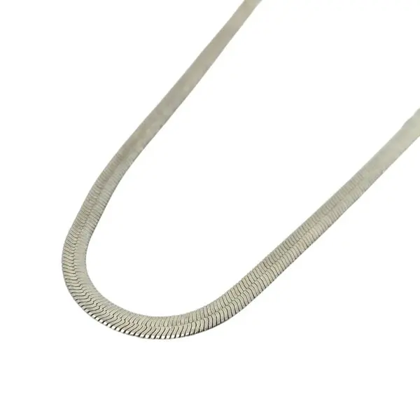 HARFI Herringbone Flat Snake Chain Necklace - Silver