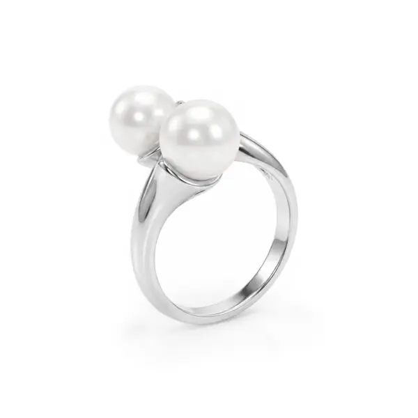 UNALOE Silver / White Double Pearl Sterling Silver Ring – Ring - Silver/white