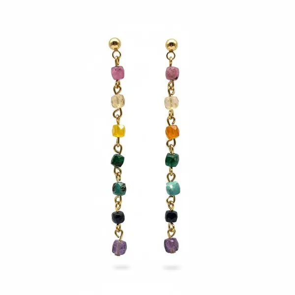 MHART Rainbow Gemstone Drop Earrings