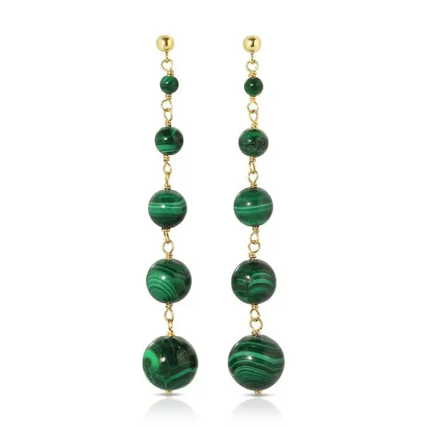 HEATHER HAWKINS You Could Be Mine Earrings  Gold-filled Malachite - Green