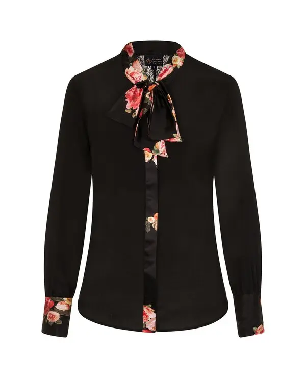 SOPHIE CAMERON DAVIES Peony Silk Bow Blouse - Black