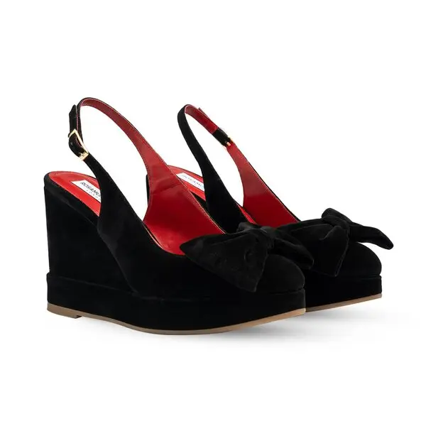 ROSAMUND MUIR LONDON Toscana Velvet Wedges - Black
