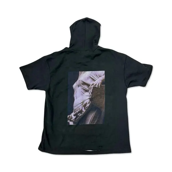 BRADFORD ROW Statue Distressed Warm Up Hoodie - Black