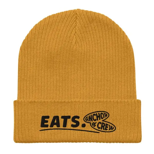 ANCHOR & CREW Mustard Eats Gen. Organic Cotton Embroidered Beanie - Yellow