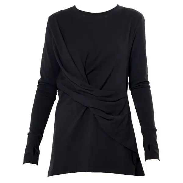 METAMORPHOZA Black / Grey Cotton Slim Fit Top With Thumbhole Sleeves In Black - Black/grey