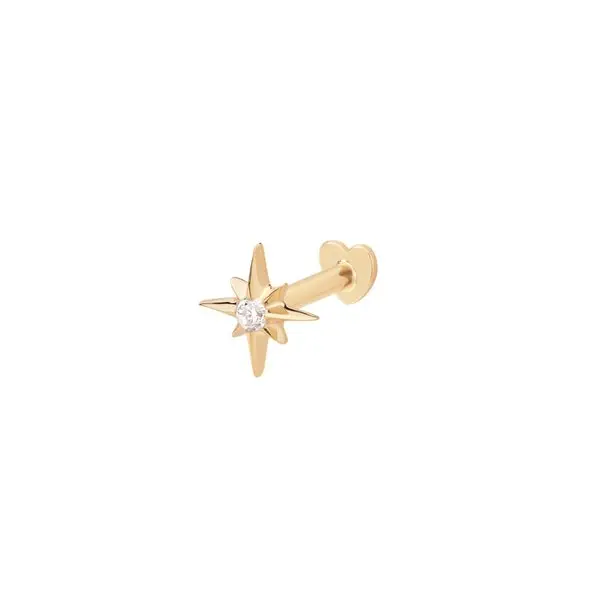 VANCHI 14k Solid Yellow Lab-grown Diamond North Star Flat Back Stud - Gold