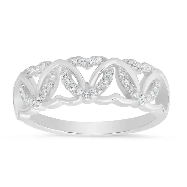 KYLIE HARPER Interlocking Hearts Diamond Cz Ring In Sterling - Silver