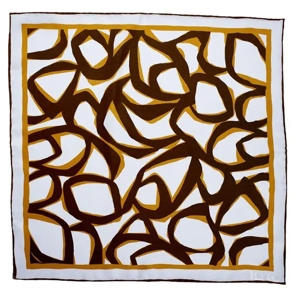 RICHARD ALLAN LONDON Brown / Silver Olive & Gold Kipford Silk Neckerchief - Brown/silver