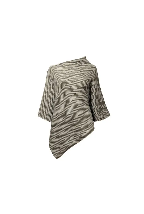 JAMES LAKELAND Chevron Button Poncho - Black