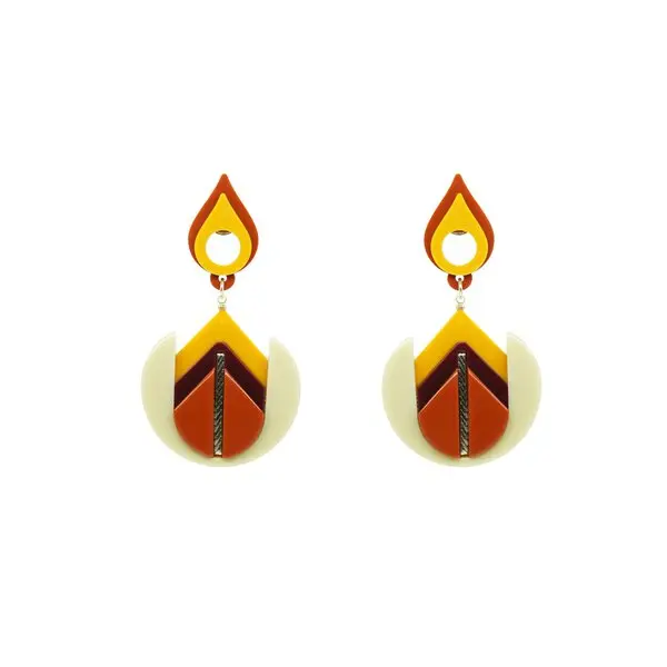 GISSA BICALHO Handmade Earring Iolanda Mod Burgundy - Red