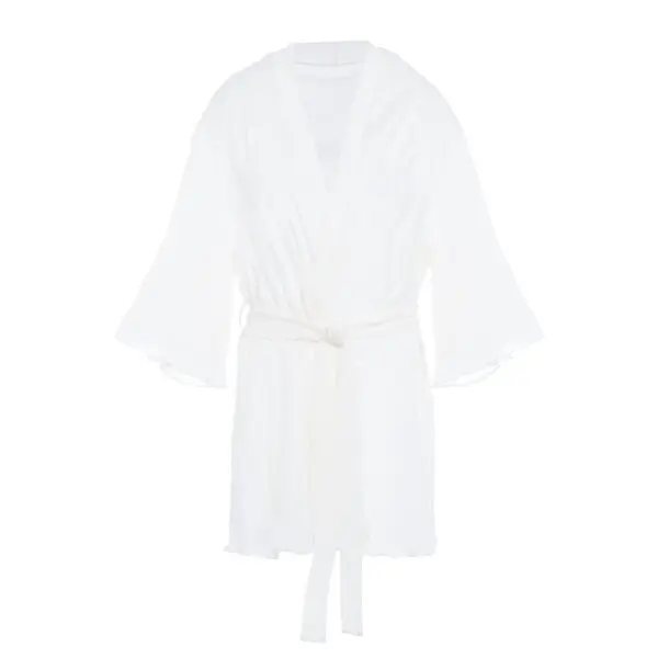 SAETA PARIS Neutrals / Silk Kimono Robe Yasmine - White