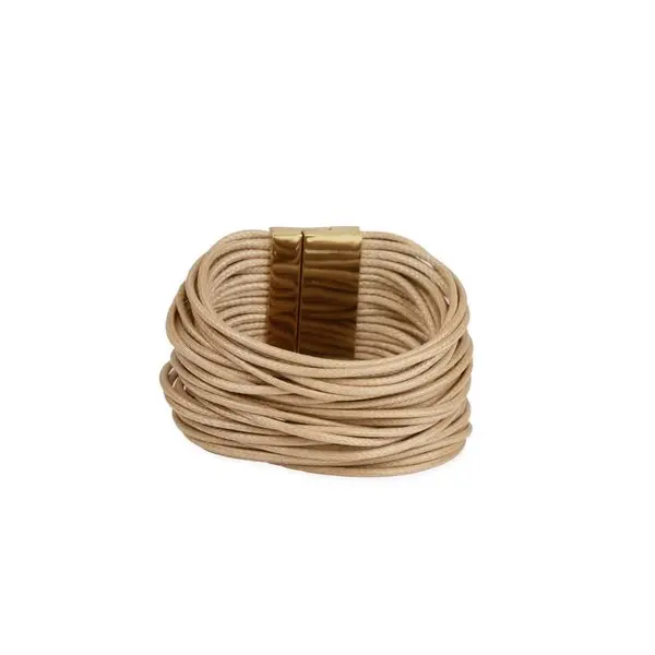 Saachi Metallic Multi Strand Leather Cord Tan Bracelet - Brown