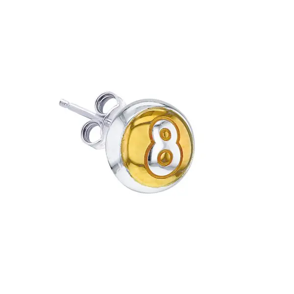 TRUE ROCKS Silver / Gold 2 Tone 18kt Gold-plated & Sterling Silver 8 Ball Stud - Silver/gold