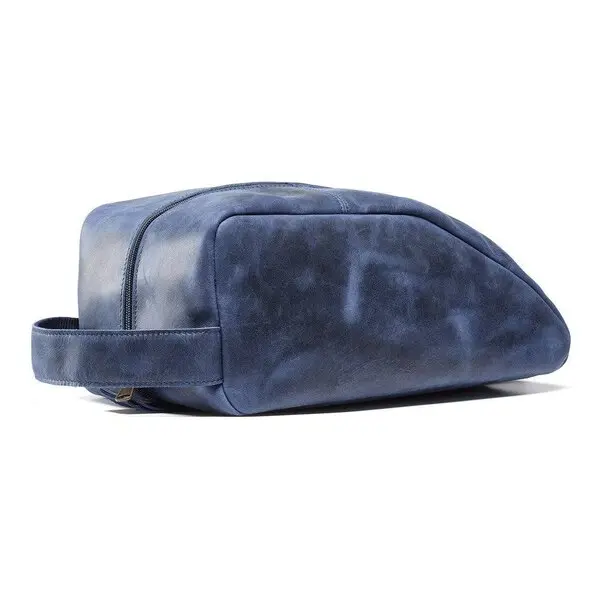 BEDROOM ATHLETICS Favino Distressed Leather Shoe Bag Navy - Blue
