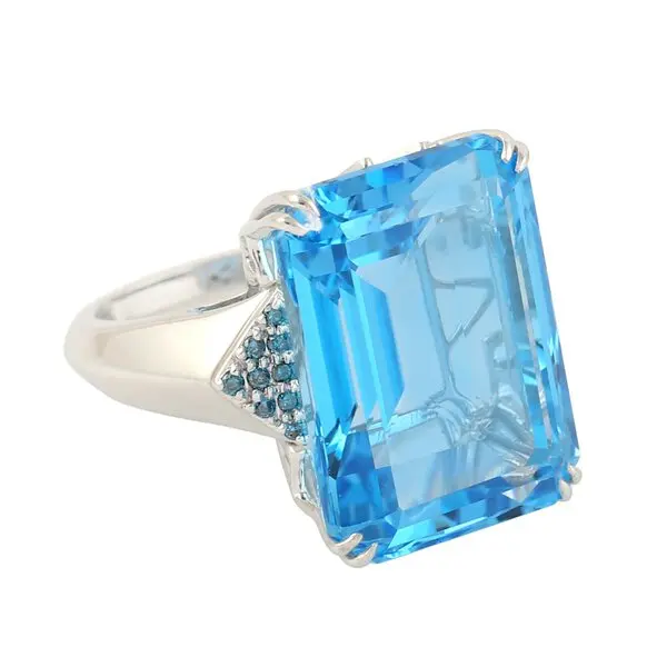 ARTISAN Blue / White Blue Topaz & Diamond Accent Ring In 10k White Gold - Blue/white