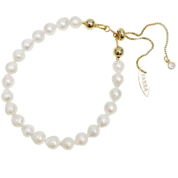 FARRA Must-have Freshwater Pearls Beaded Adjustable Bracelet - White