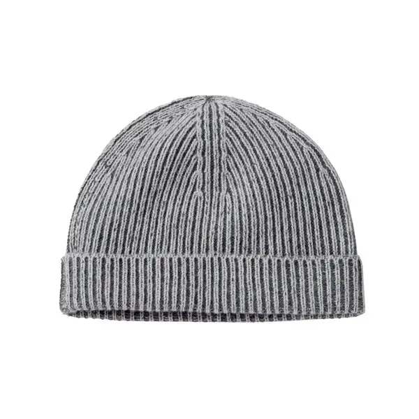SALTS CASHMERE Knitted Fisher Rib Beanie Marl - Grey