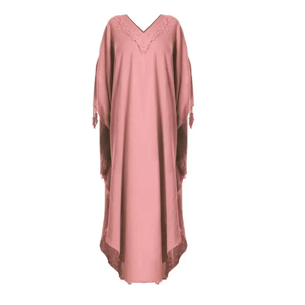 ZHENABIA Boho Kaftan Summer Maxi Dress - Pink