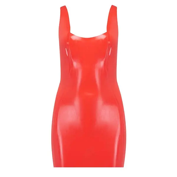 ELISSA POPPY Latex Backless Mini Dress Scarlet - Red