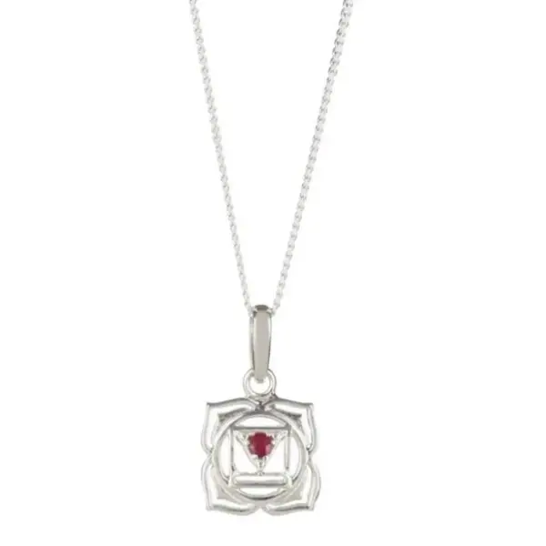 CHARLOTTE'S WEB JEWELLERY Silver / Red Root Chakra Silver Necklace Ruby - Silver/red