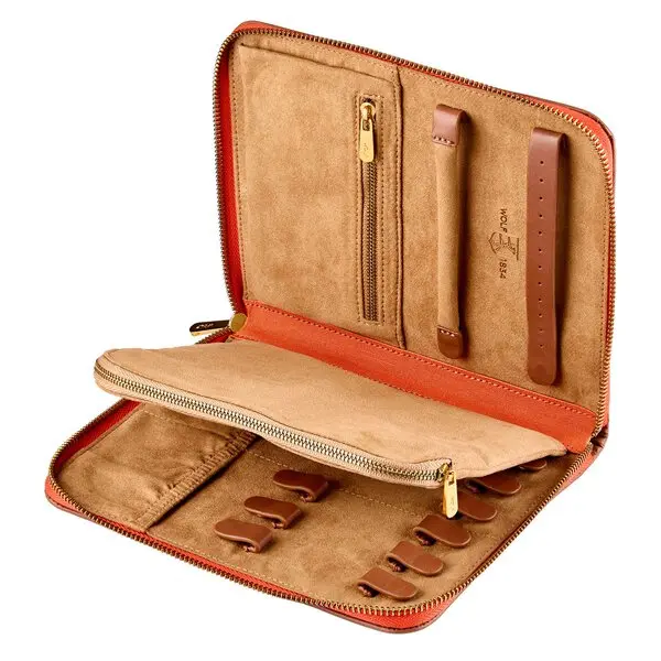 Wolf Orange / Brown Ida Travel Zip Jewellery Portfolio Orange