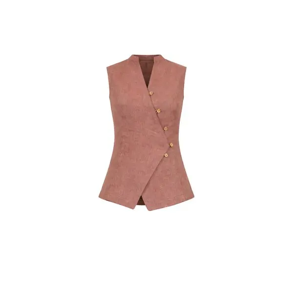 LUMINA ELIGMA The Isla Linen Vest Ensemble Coffee - Brown