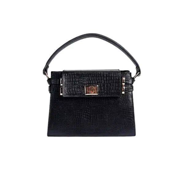 HARMAIN LEATHERS LTD The Mock-croc Leather Trapeze Handbag - Black