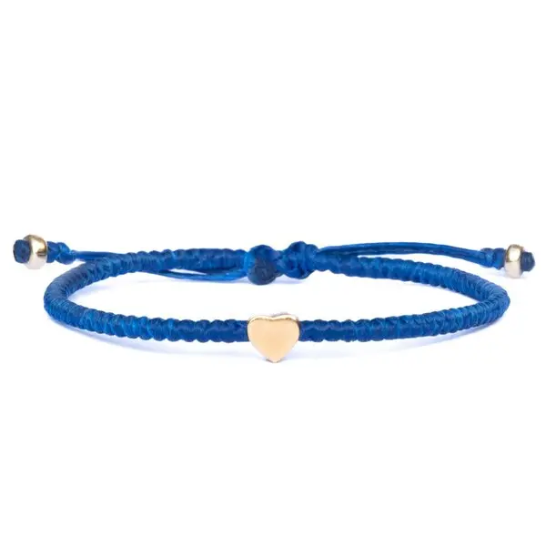 HARBOUR UK Valentino Red Adjustable Dainty Bracelet With Gold Vermeil Heart Bead - Blue