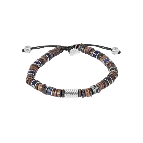 Tateossian Silver / Brown Thompson Jasper Blend Beaded Bracelet - Silver/brown