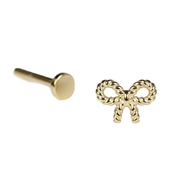 MELT'M JEWELRY Dainty Bow Flat Back Earrings In Solid - Gold