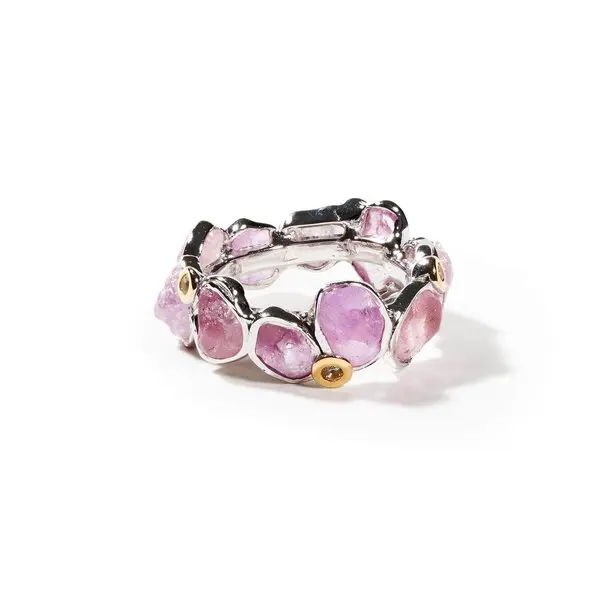 GERMAN KABIRSKI Delos Iconic Silver Ring With Fancy Sapphire And White Topaz - Pink