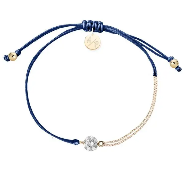 ADRIANA PAPPAS DESIGNS Cz Solitaire Bracelet On Colored Cord Navy - Blue