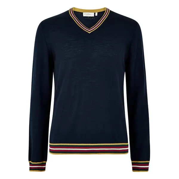 MG RIVERS Extrafine Merino The V Navy - Blue
