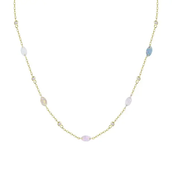 KAMARIA Drilled Opal Layering Necklace Multicolour Pastel - Gray/yellow