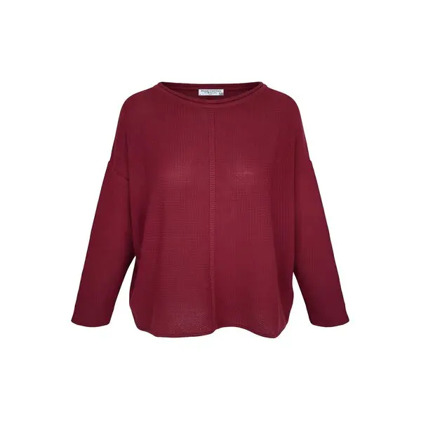 Haris Cotton Knitted Long Sleeved Blouse Bordeaux - Red