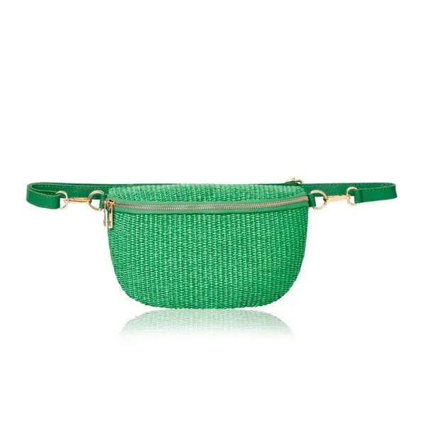 BETSY & FLOSS Enna Raffia Crossbody And Waist Bag - Green