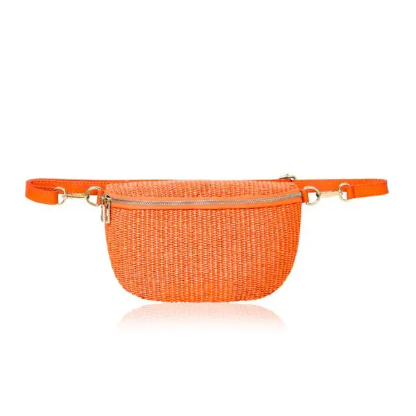 BETSY & FLOSS Enna Raffia Crossbody And Waist Bag - Orange