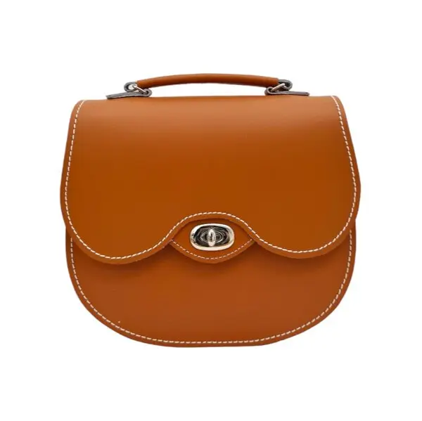 ZATCHELS Handmade Leather Twist Lock Saddle Bag Burnt - Orange