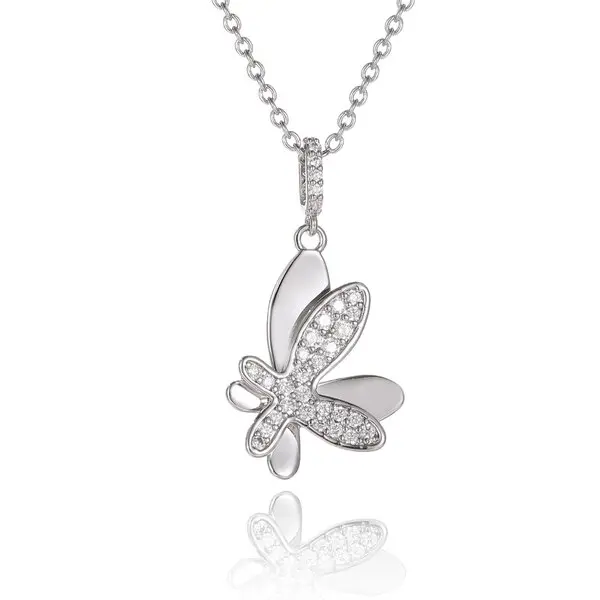 CLASSICHARMS Pavé Diamond Butterfly Pendant Necklace - Silver
