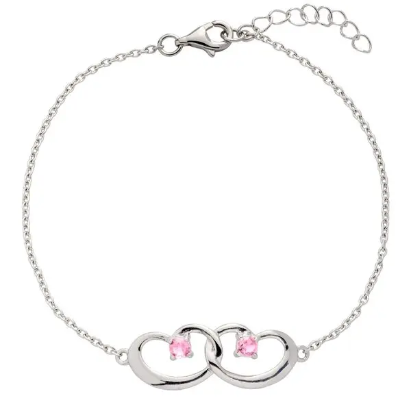 BELINDA JEWELZ Silver / Pink Pink Tourmaline Interlocked Hearts Bracelet - Silver/pink